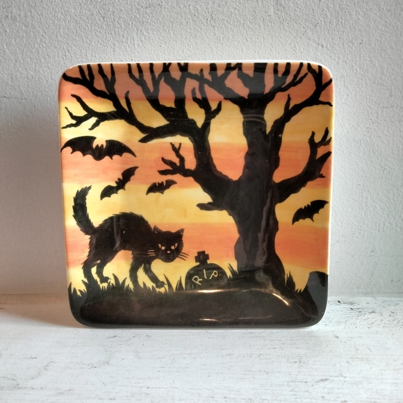 Vintage | Holiday | Vintage Halloween Trinket Tray Small Plate Haunted ...